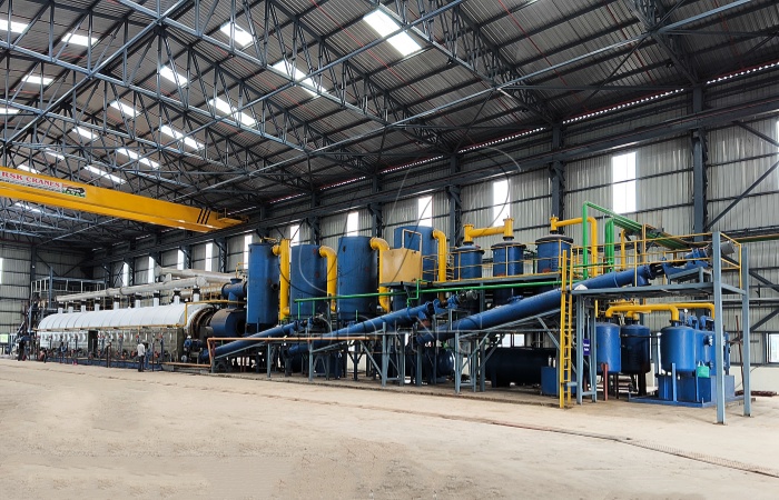 India 50 ton fully automatic continuous rubber pyrolysis system installed